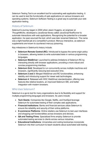 Selenium Automation Testing - A Complete Guide | PDF