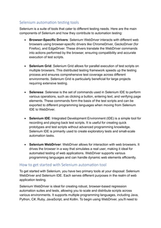 Selenium Automation Testing - A Complete Guide | PDF