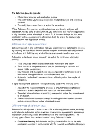 Selenium Automation Testing - A Complete Guide | PDF