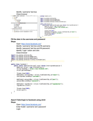 Selenium Basics | DOCX | Browsers | Computer Software and Applications