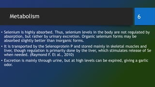 Selenium bch 628 (advanced nutritional biochemistry) | PDF