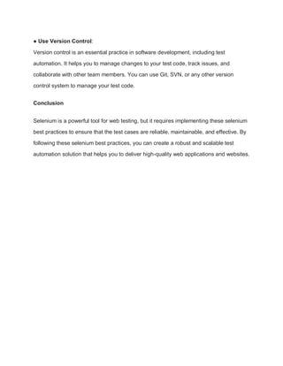 Selenium Best Practices For Web Testing | PDF