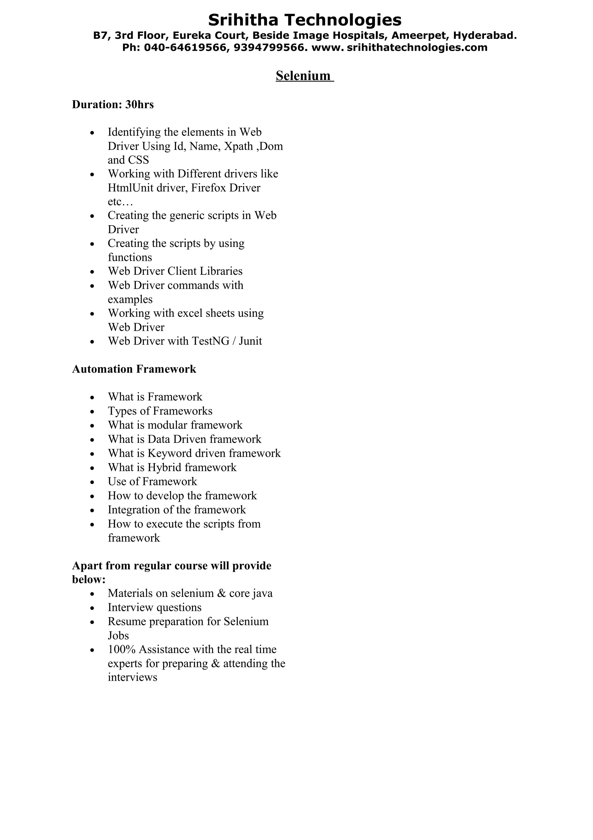Selenium Classroom Training | PDF