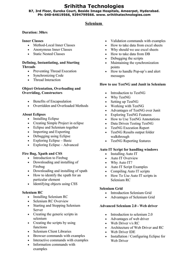 Selenium Classroom Training | PDF