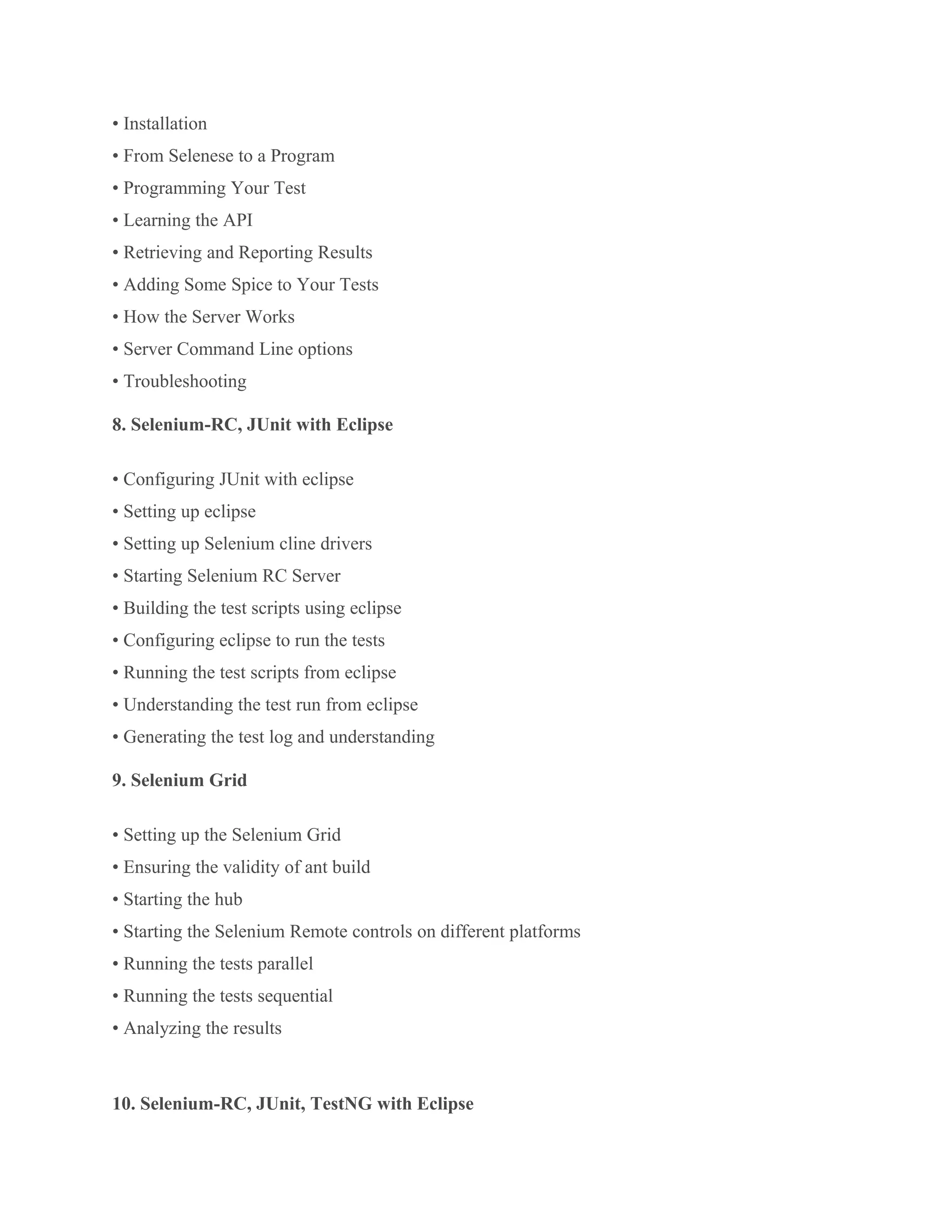 Selenium course syllabus | DOC