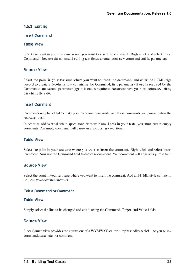 Selenium documentation 1.0 | PDF