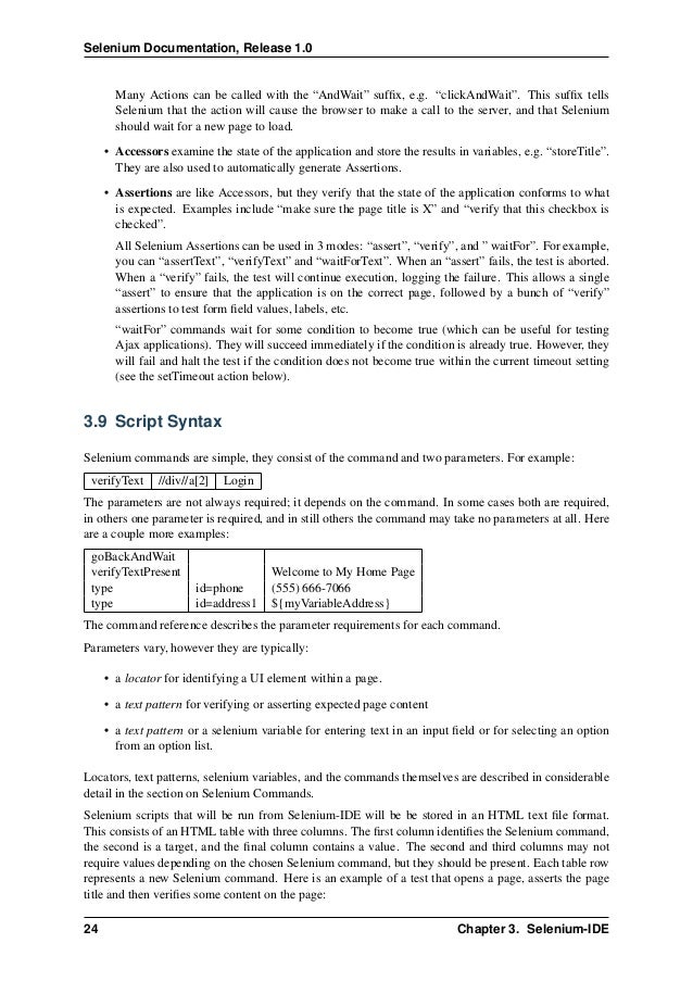 Selenium documentation,