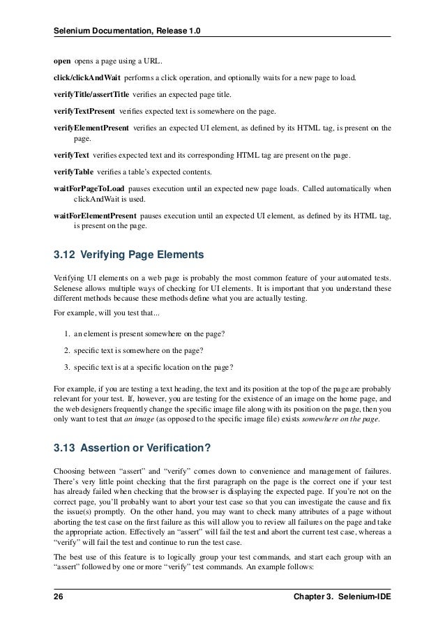 Selenium documentation,
