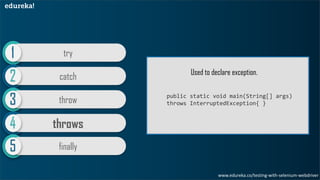 Handle Exceptions in Selenium Webdriver | Edureka | PDF