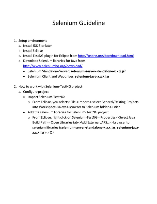 Selenium guideline | DOCX