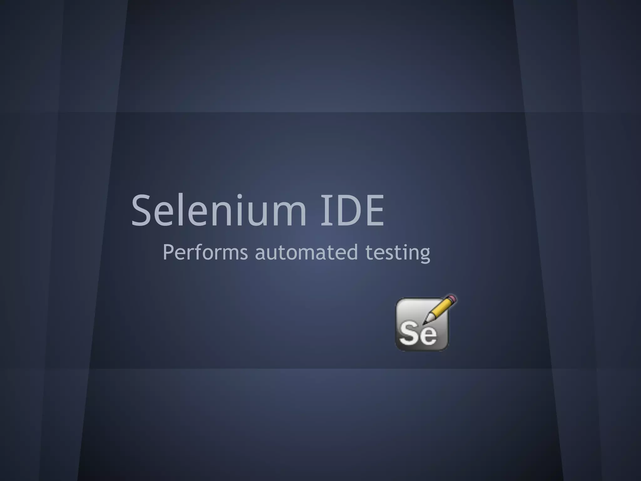 Selenium IDE | PDF