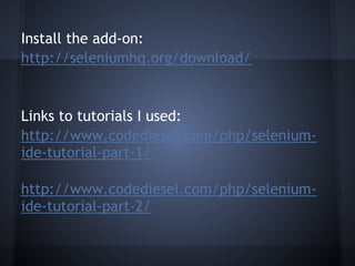 Selenium IDE | PPT