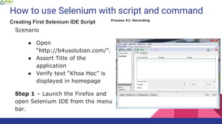 Selenium IDE | PPTX | Browsers | Computer Software and Applications