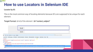 Selenium IDE | PPTX | Browsers | Computer Software and Applications