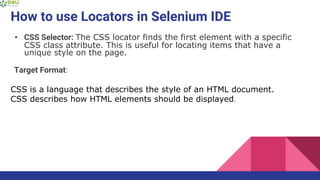 Selenium IDE | PPTX | Browsers | Computer Software and Applications