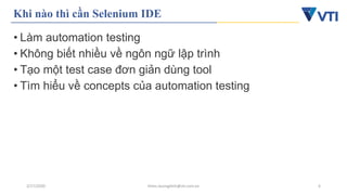 Hướng dẫn sử dụng Selenium ide | PDF