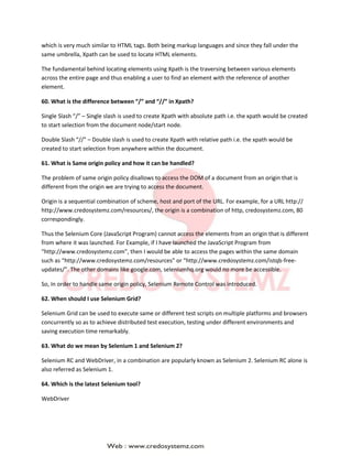 Selenium interview questions and answers | PDF