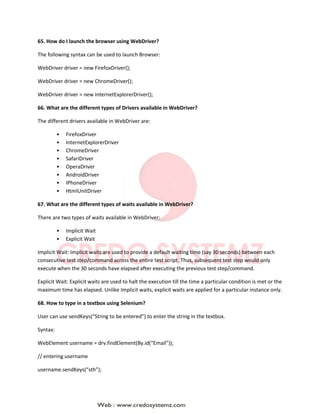 Selenium interview questions and answers | PDF