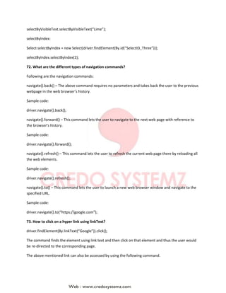 Selenium interview questions and answers | PDF