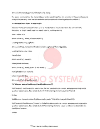 Selenium interview questions and answers | PDF