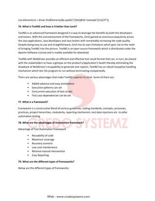 Selenium interview questions and answers | PDF