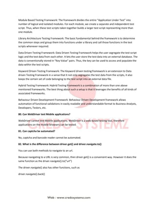 Selenium interview questions and answers | PDF