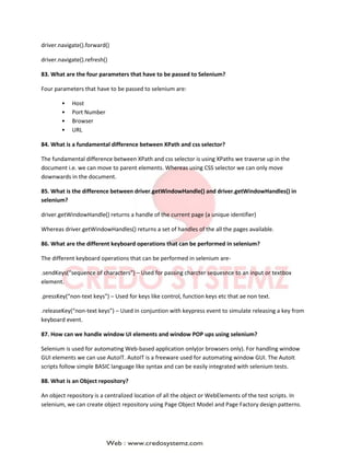Selenium interview questions and answers | PDF
