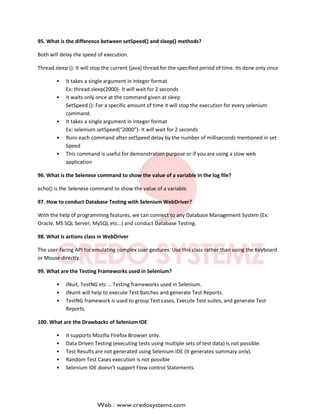 Selenium interview questions and answers | PDF