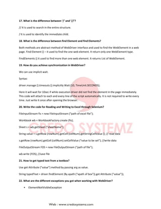 Selenium interview questions and answers | PDF