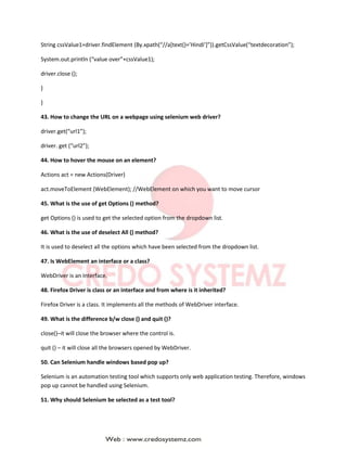 Selenium interview questions and answers | PDF