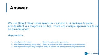 Selenium Interview Questions & Answers | PPT