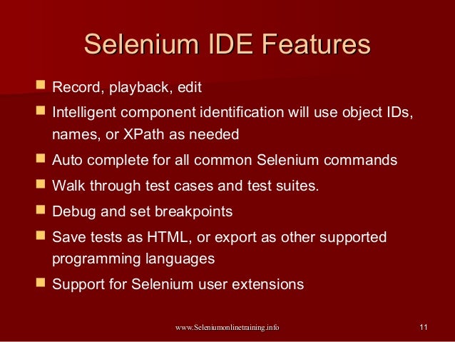Selenium Intro Part1 Ide Overview