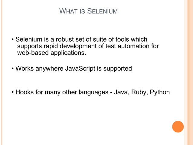 Automation Testing Using Selenium Ppt