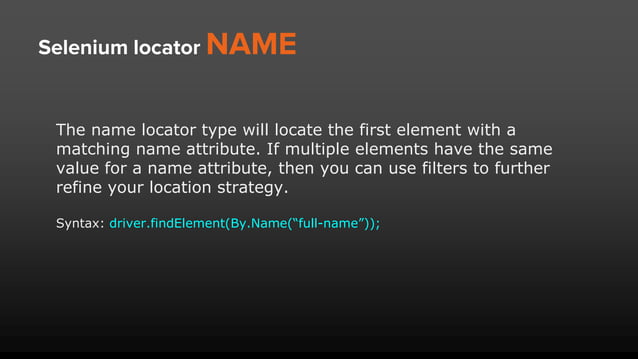 Selenium Locators Id Name Xpath Css Selector Advance Methods Ppt