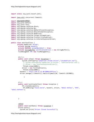 Selenium my sql and junit user guide | PDF