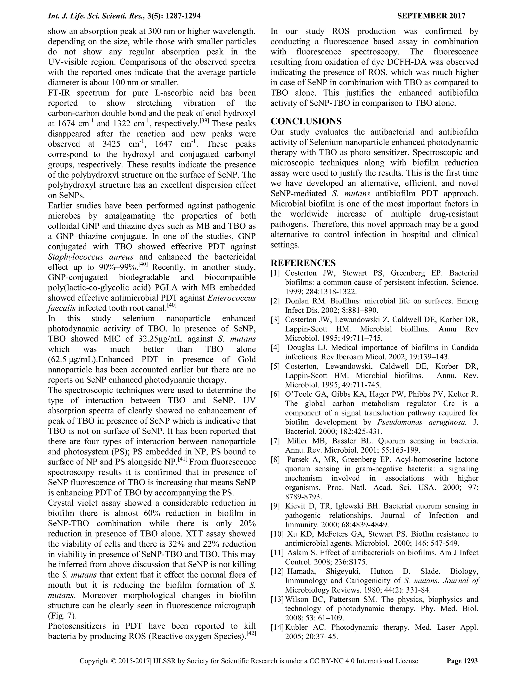 Selenium Nanoparticle Enhanced Photodynamic Therapy against Biofilm ...