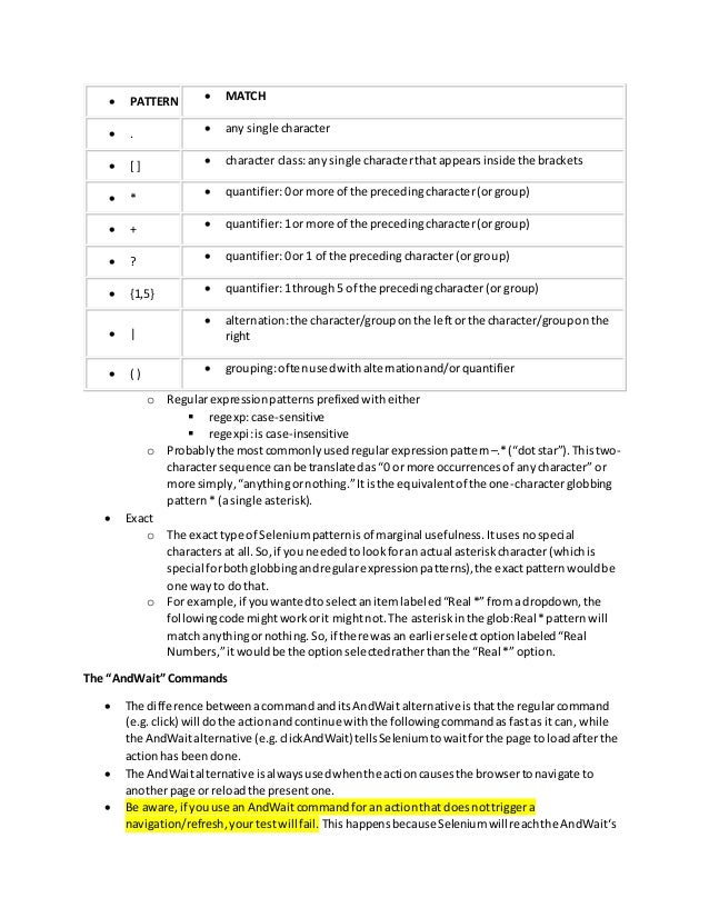 Selenium Notes