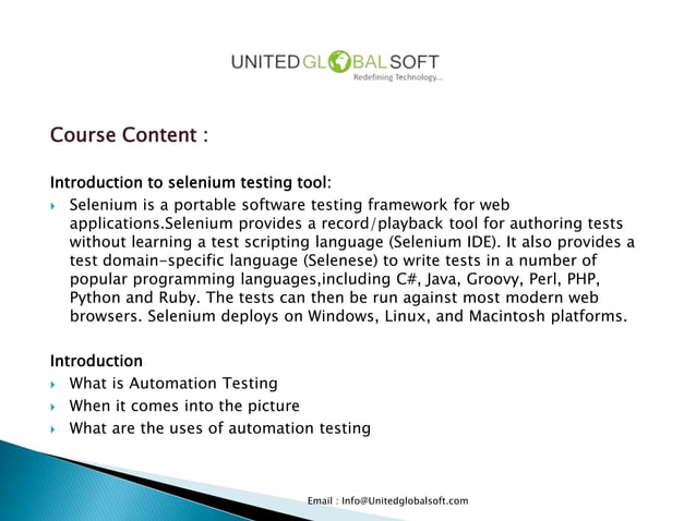 Selenium Online Training in India | PPT