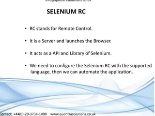 Selenium overview ppt by quontra solutions | PPTX | Browsers | Computer ...