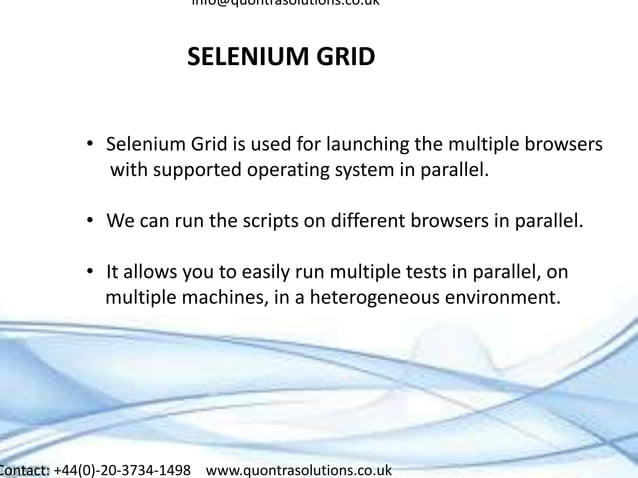 Selenium overview ppt by quontra solutions | PPTX | Browsers | Computer ...