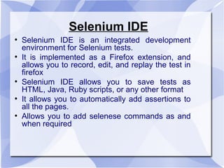 Selenium ppt | ODP