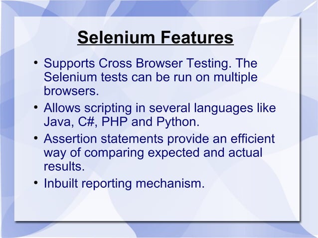 Selenium ppt | ODP | Browsers | Computer Software and Applications