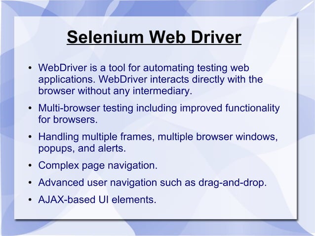 Selenium ppt | ODP | Browsers | Computer Software and Applications