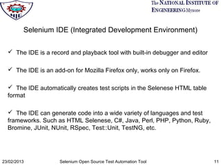 Selenium Presentation at Engineering Colleges | PPT