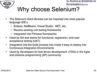 Selenium Presentation at Engineering Colleges | PPT