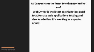 Top 25 Selenium Interview Questions and Answers 2018 | PPT
