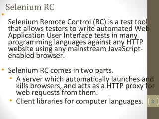 Selenium RC Overview | PPT