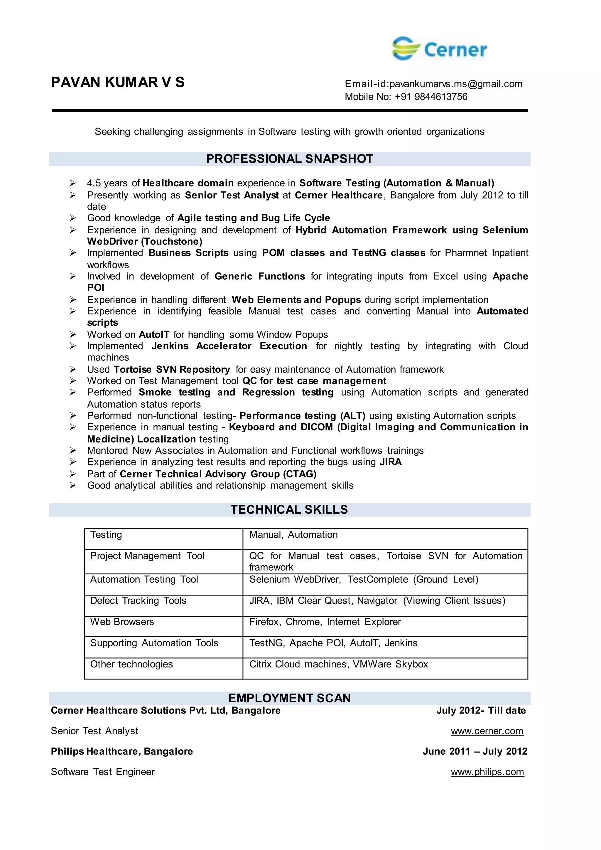 Senior Test Analyst- Automation Selenium | PDF