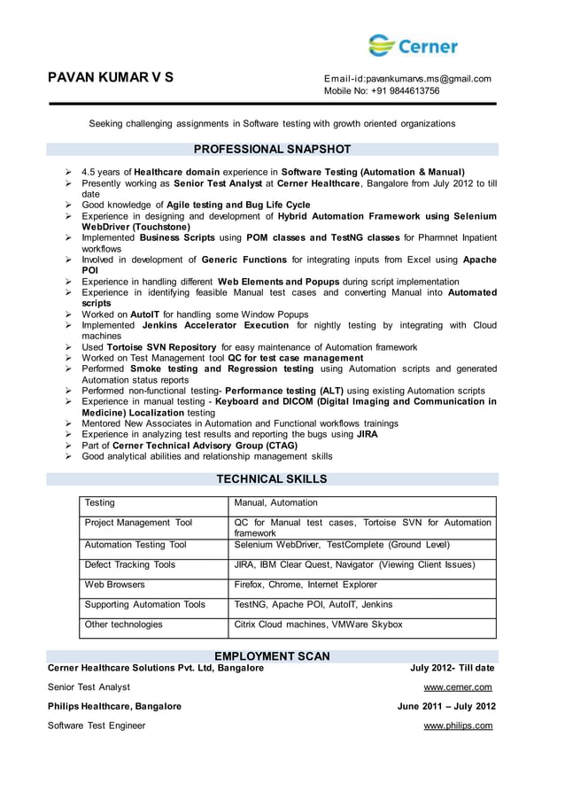 Senior Test Analyst- Automation Selenium | PDF