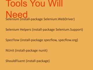 Selenium + Specflow | PPTX